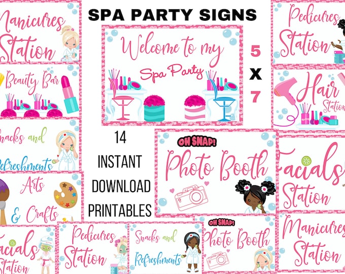 Girls Spa Party Signs, Spa Party Props Decorations, Spa Theme Birthday ...