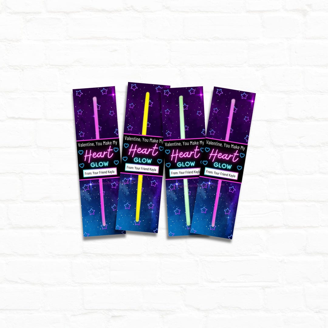 Glow Stick Valentine Cards | DIY Printable Classroom Favor | Editable ...