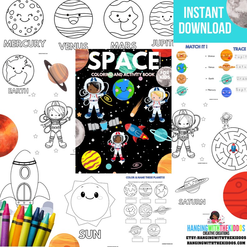 Outer Space Fun Activity Coloring Book| Space Coloring Sheets Printable ...