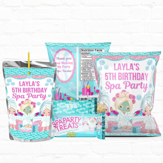 Tween Girls Spa Party Turquoise Party Package |1st Birthday Favors Chip ...
