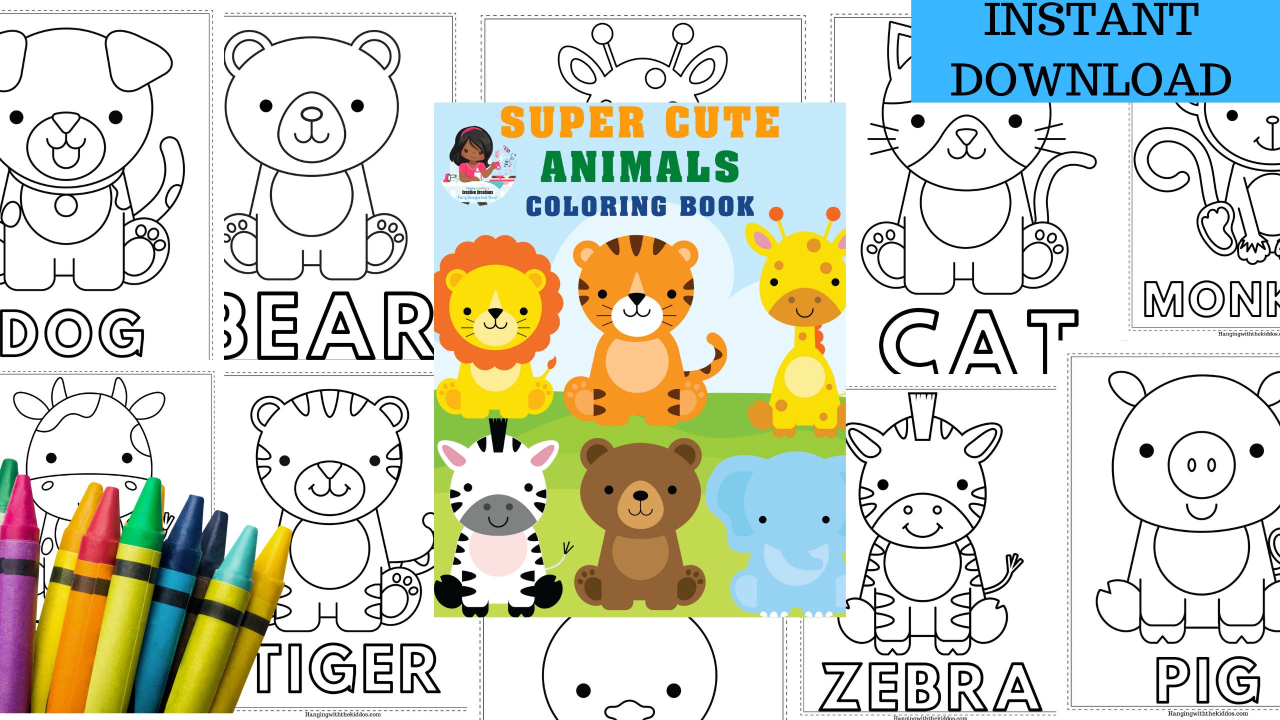 Animals Coloring Book Printable Colouring Book for Kids and - Etsy