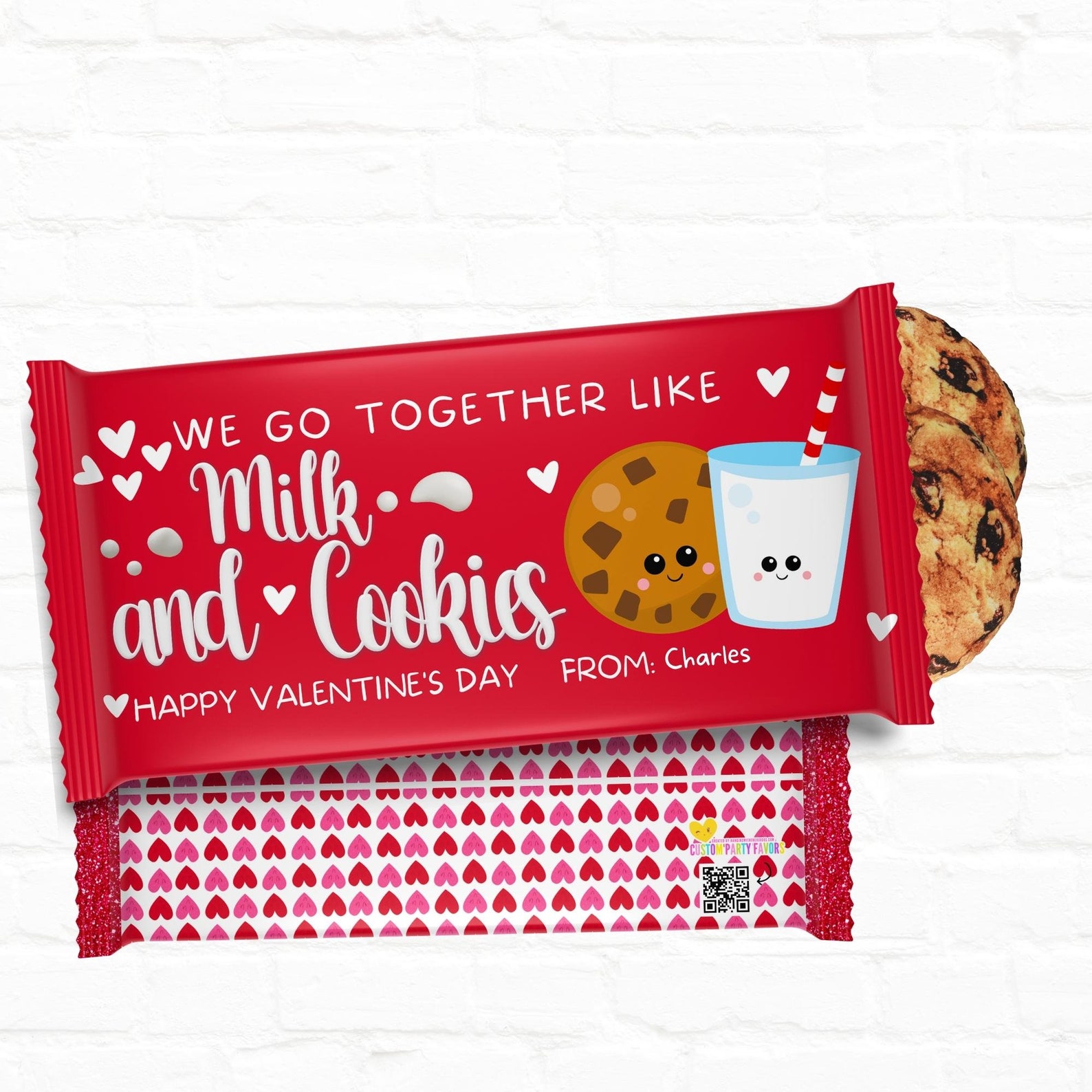 Personalized Valentine Milk and Cookies Wrapper | Editable DIY Snack ...