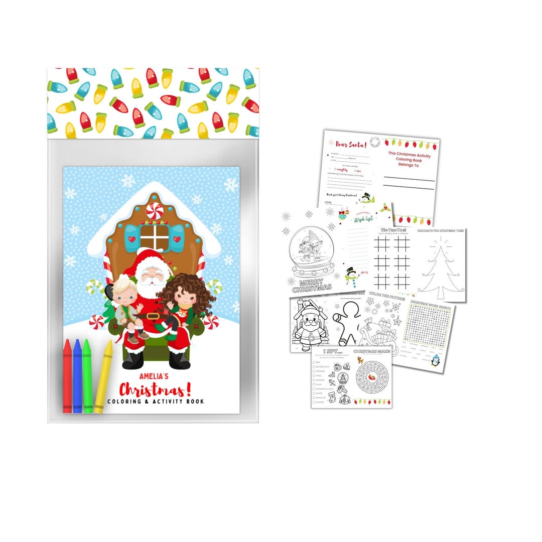 Personalized Christmas Coloring Book and Activity Set for Kids ...