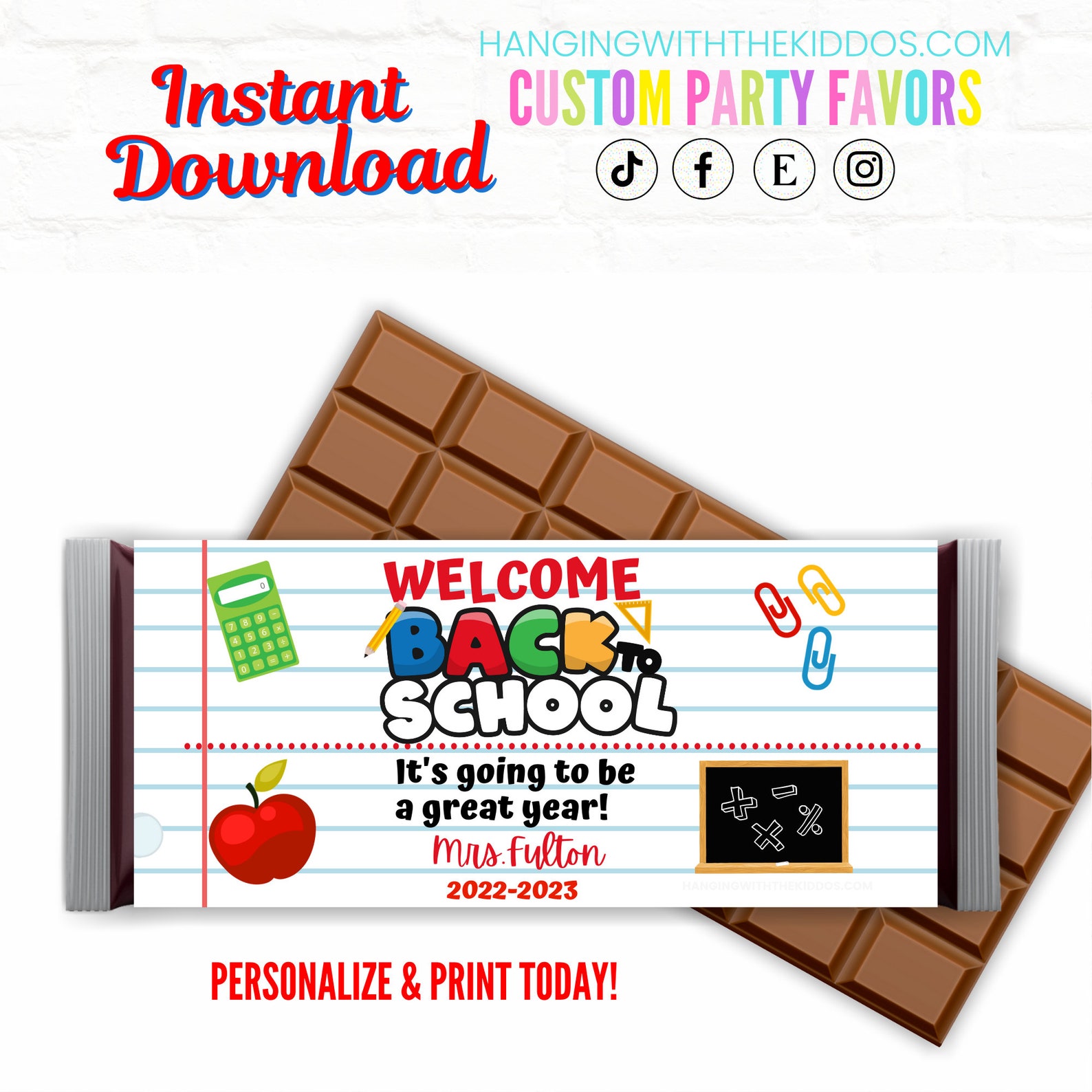 Welcome Back to School Gift From Teacher Candy Bar Wrappers - Etsy
