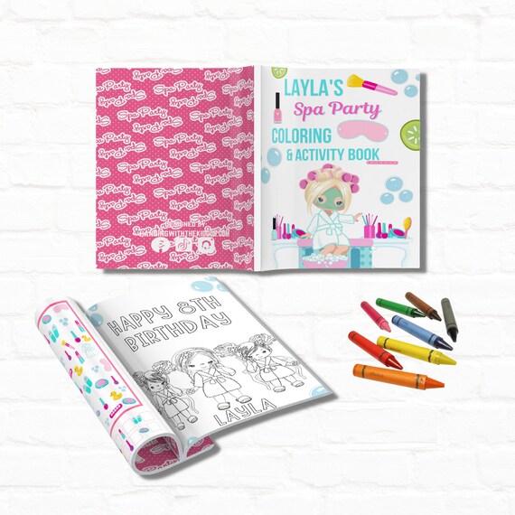 Girl Spa Party Digital Coloring Book| Personalized Coloring Book ...