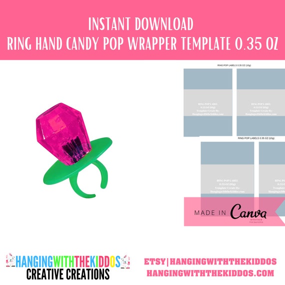 JEWEL POP TEMPLATE Ring Hard Candy Wrapper Template Instant Download ...