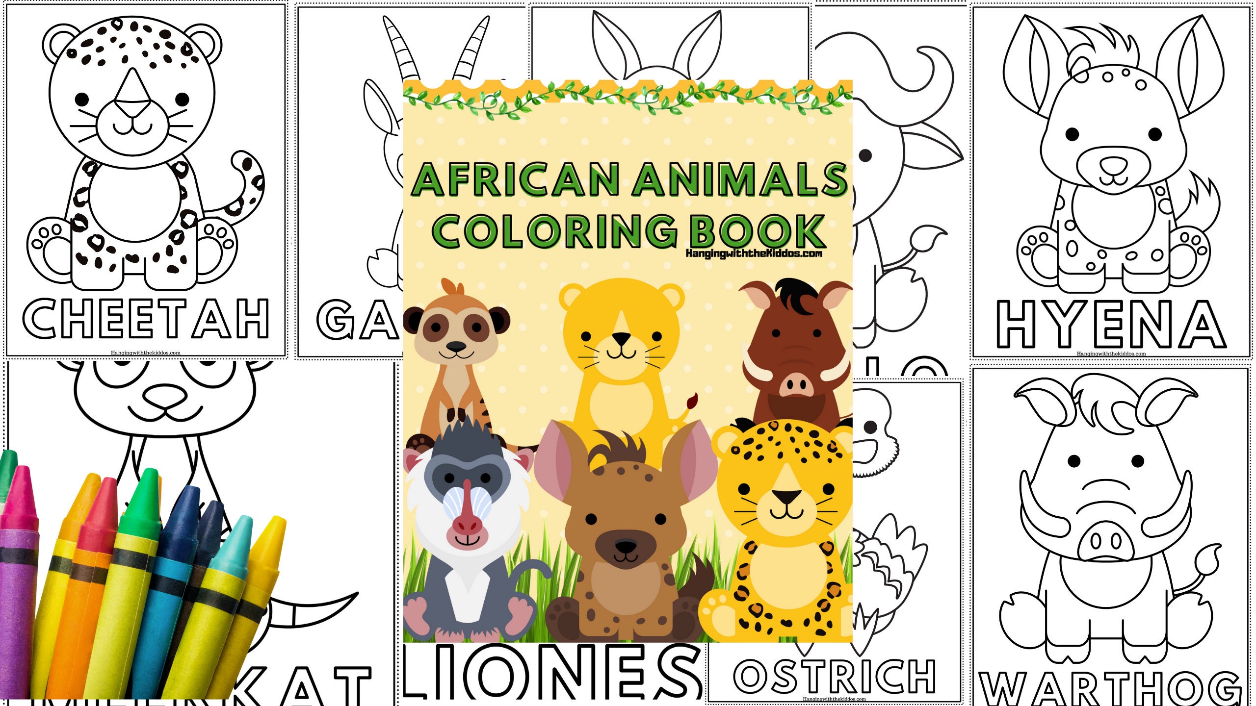 African Animals Coloring Book Printable colouring book for | Etsy