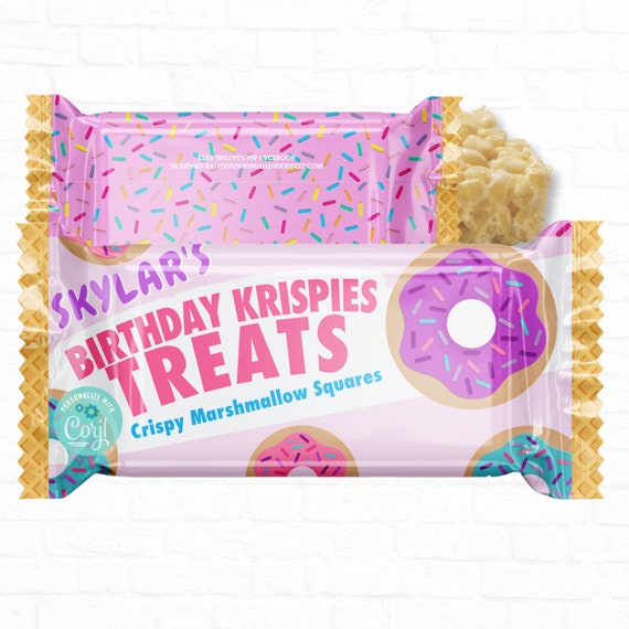 Donut Birthday Rice Krispy Labels| Personalize Donut Party Krispies ...