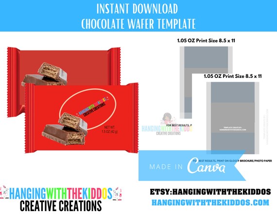 CHOCOLATE WAFER TEMPLATE Instant Download Canva Editable - Etsy Canada