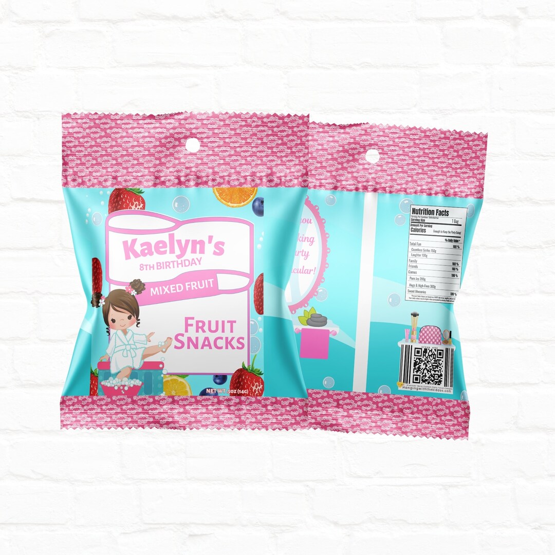 Spa Party Fruit Snack Party Favors |customizable Fruit Snack Wrapper ...