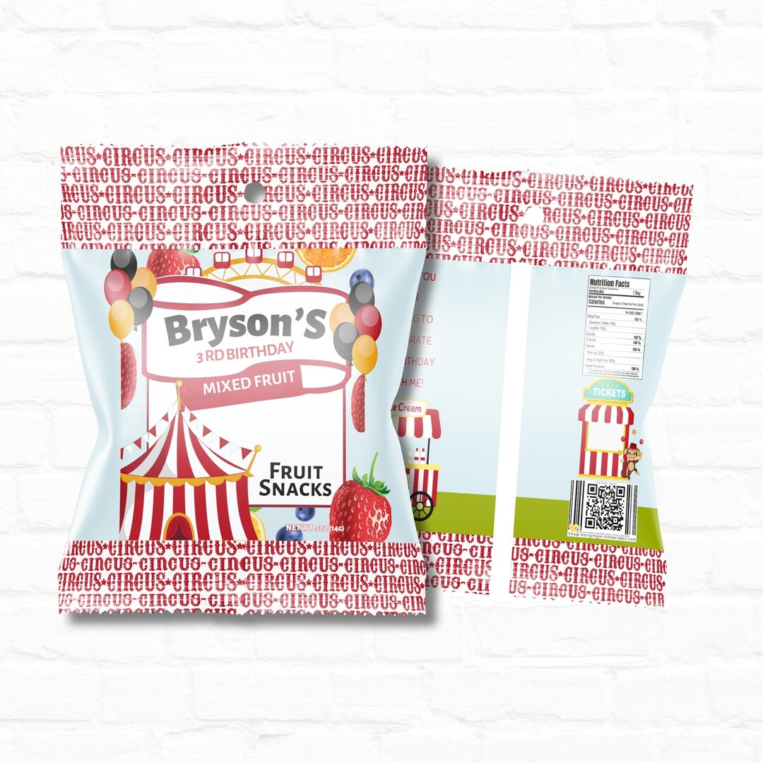 Circus Party Fruit Snack Party Favor Carnival Birthday Fruit Snack