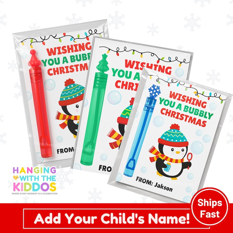 Custom Christmas Bubble Stick Favor – “wishing You a Bubbly Christmas ...