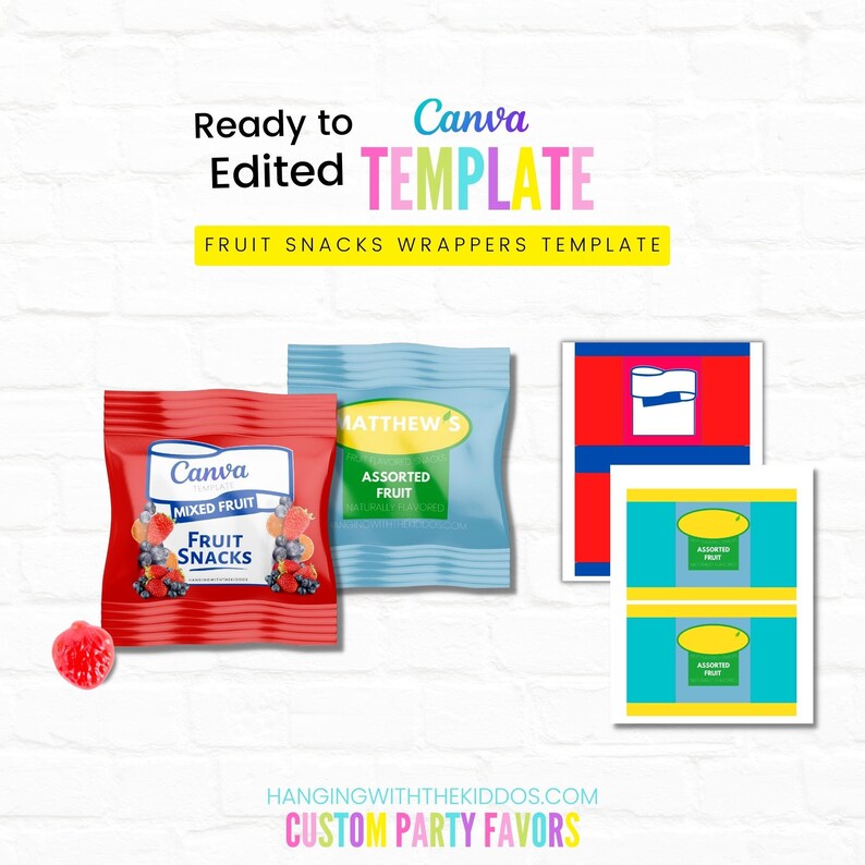 Blank Fruit Snacks Template Canva Editable Template 0 9 Oz Etsy