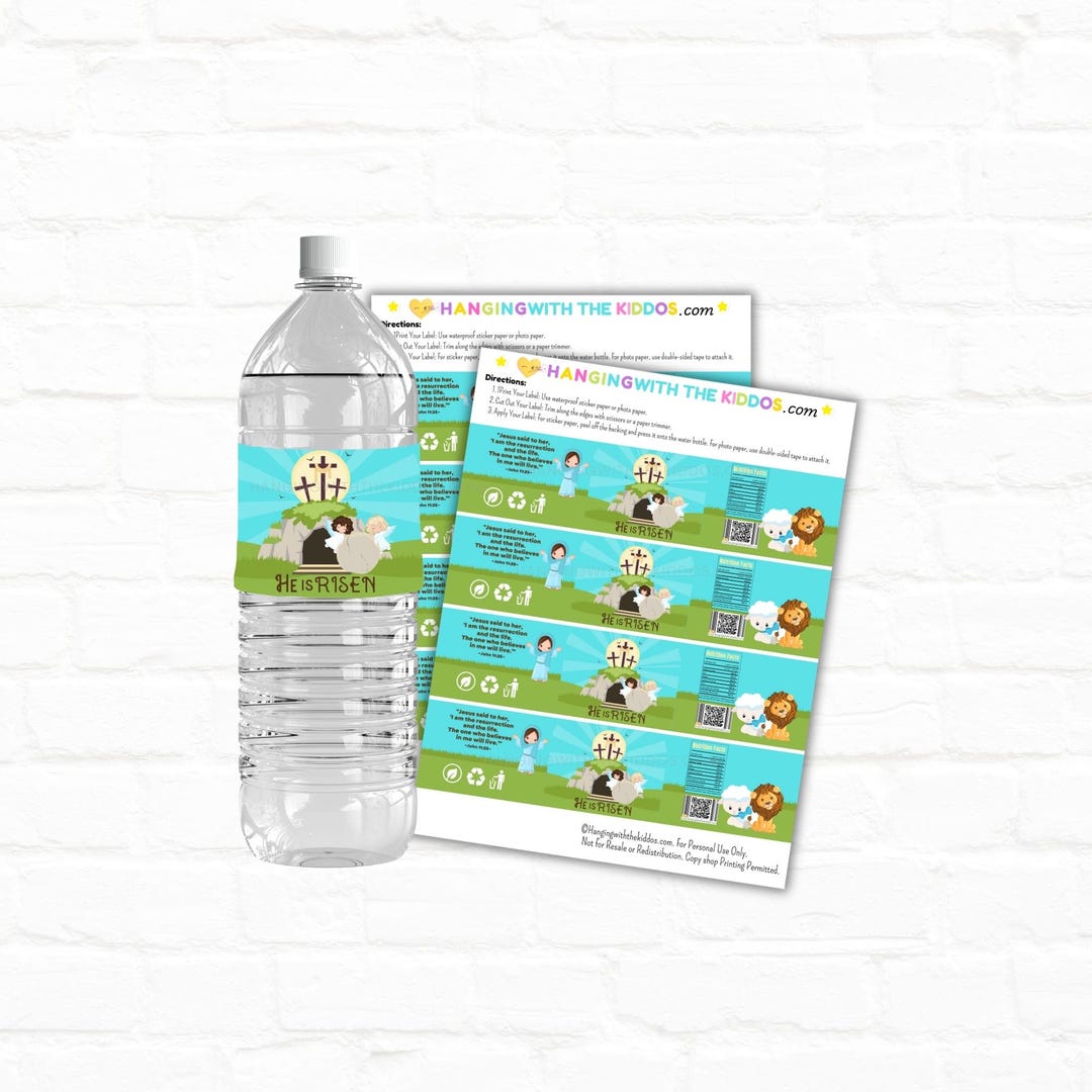 He is Risen Water Bottle Wrapper Template | Easter Party Printable ...