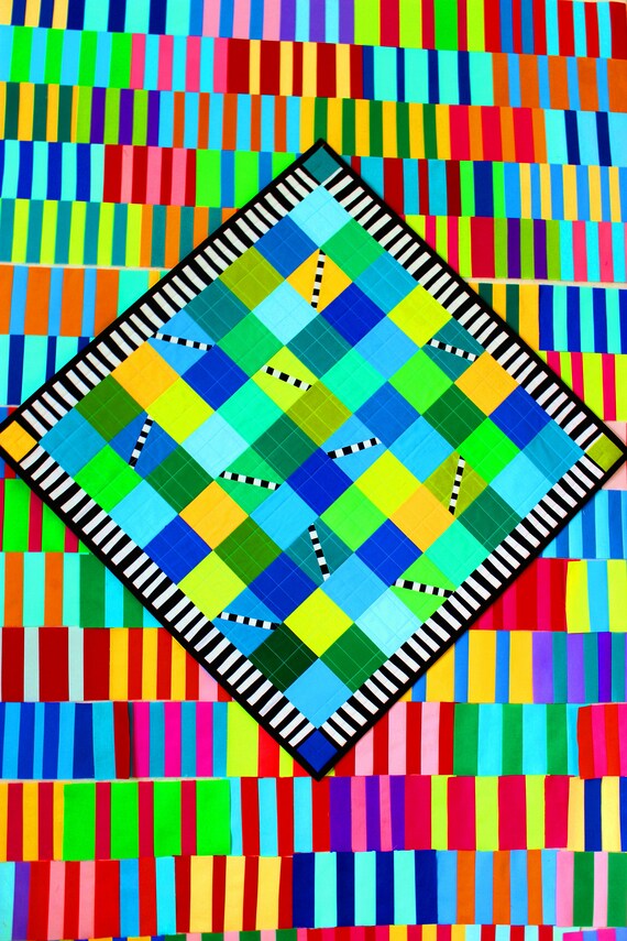 Modern Multi-color Patchwork Table Runner Table Quilt Table | Etsy