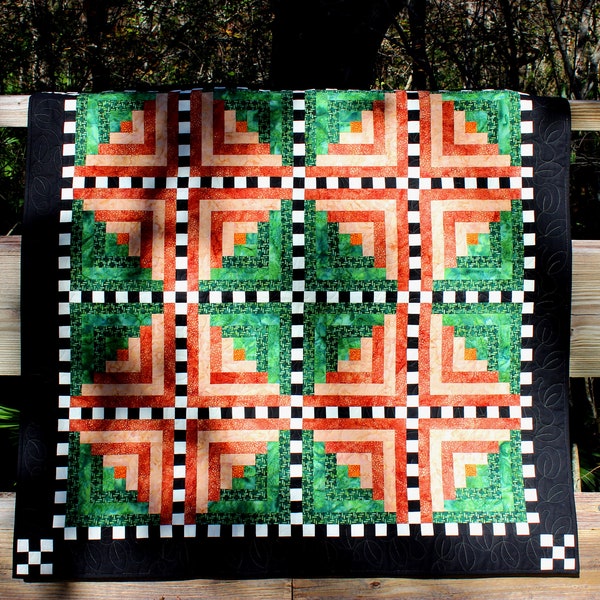 ON SALE Modern Blue Green Improv Patchwork Wall Hanging, Quilted Table Topper, Table Runner ...