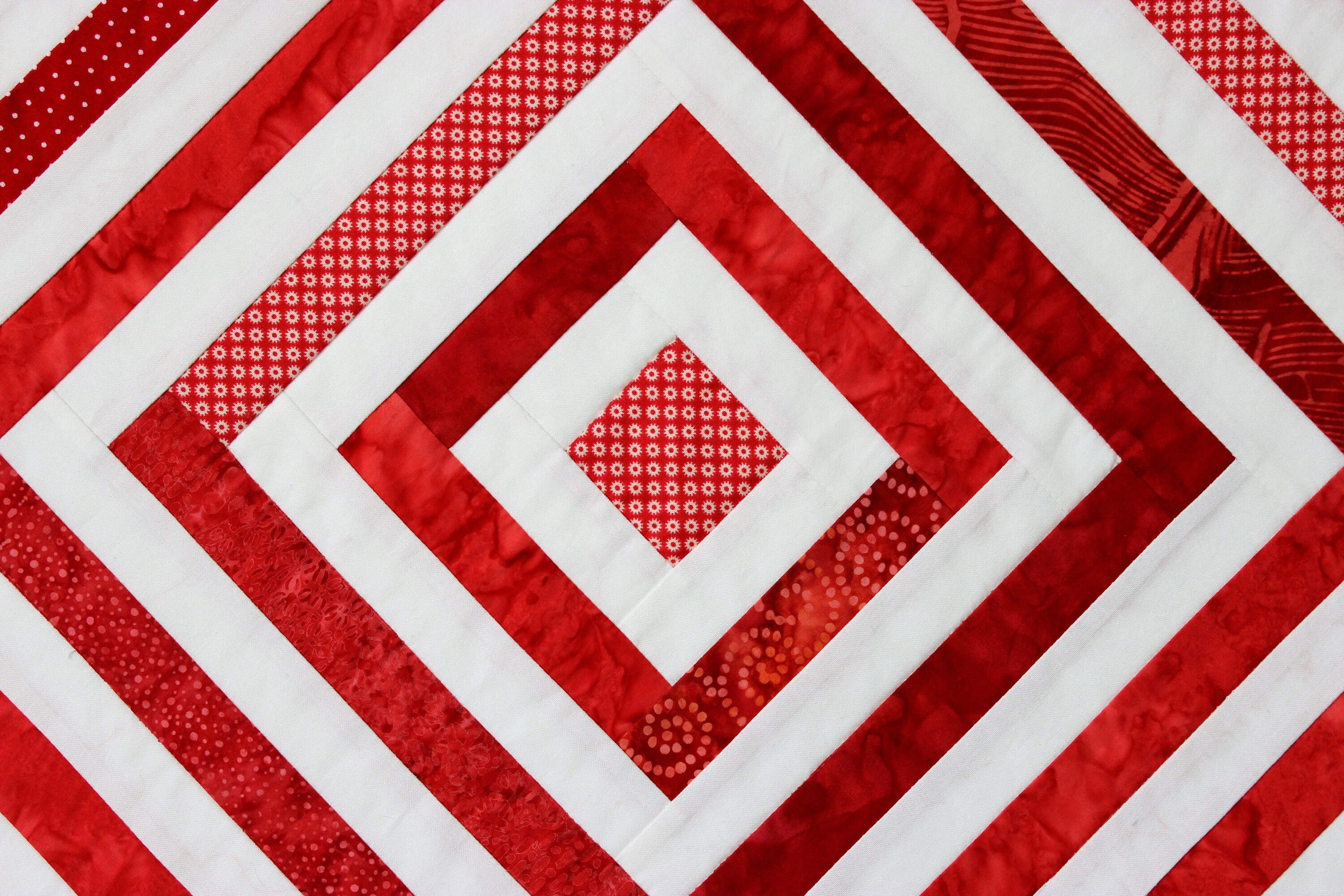 Modern Red & White Handmade Patchwork Wall Hanging, 40 X 60 Modern Red ...