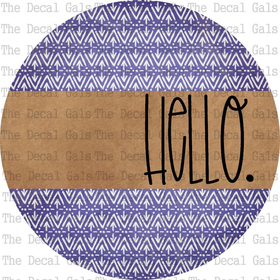 Simple Hello Aztec Style Blue Background Round Door Hanger - Etsy