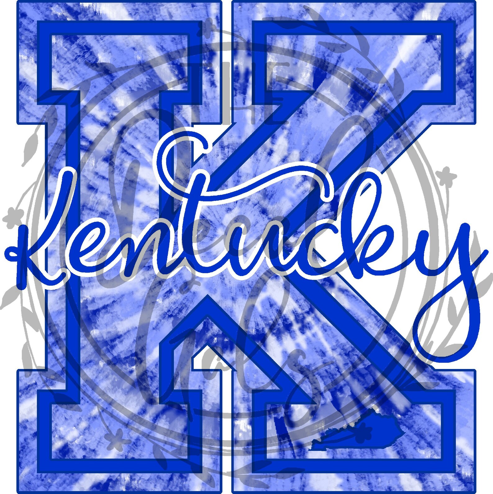 Blue Tie Dye Varsity Style Kentucky Digital Download PNG Art - Etsy