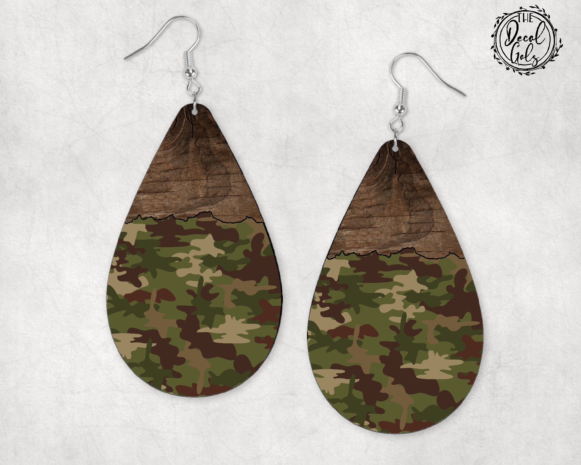 Faux Wood Camo Sublimation Design Earring Teardrop Aparecium | Etsy