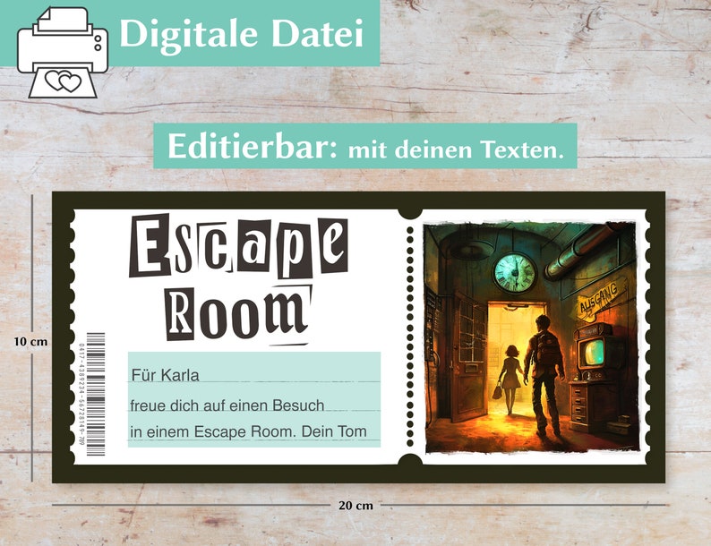 Escape Room Gutschein Druckvorlage, Geschenkgutschein, Ausdruckbar ...