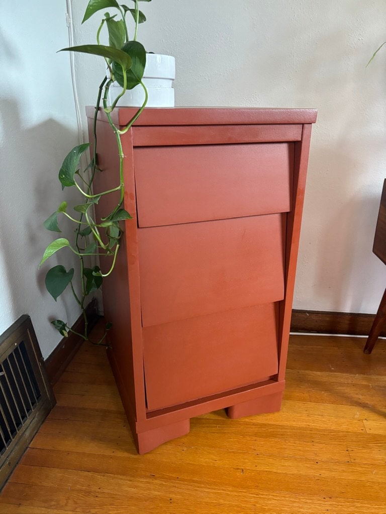 Rust Orange Wood Nightstand: Mid Century Modern 3-drawer End Table - Etsy