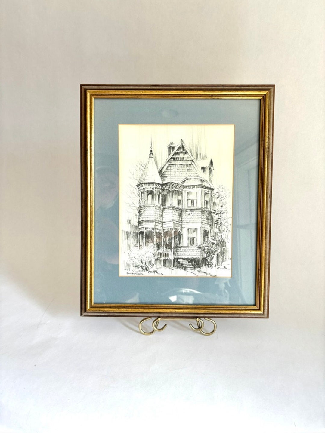 Large Vintage Wood Framed Signed Barclay Sheakz Victorian House ...
