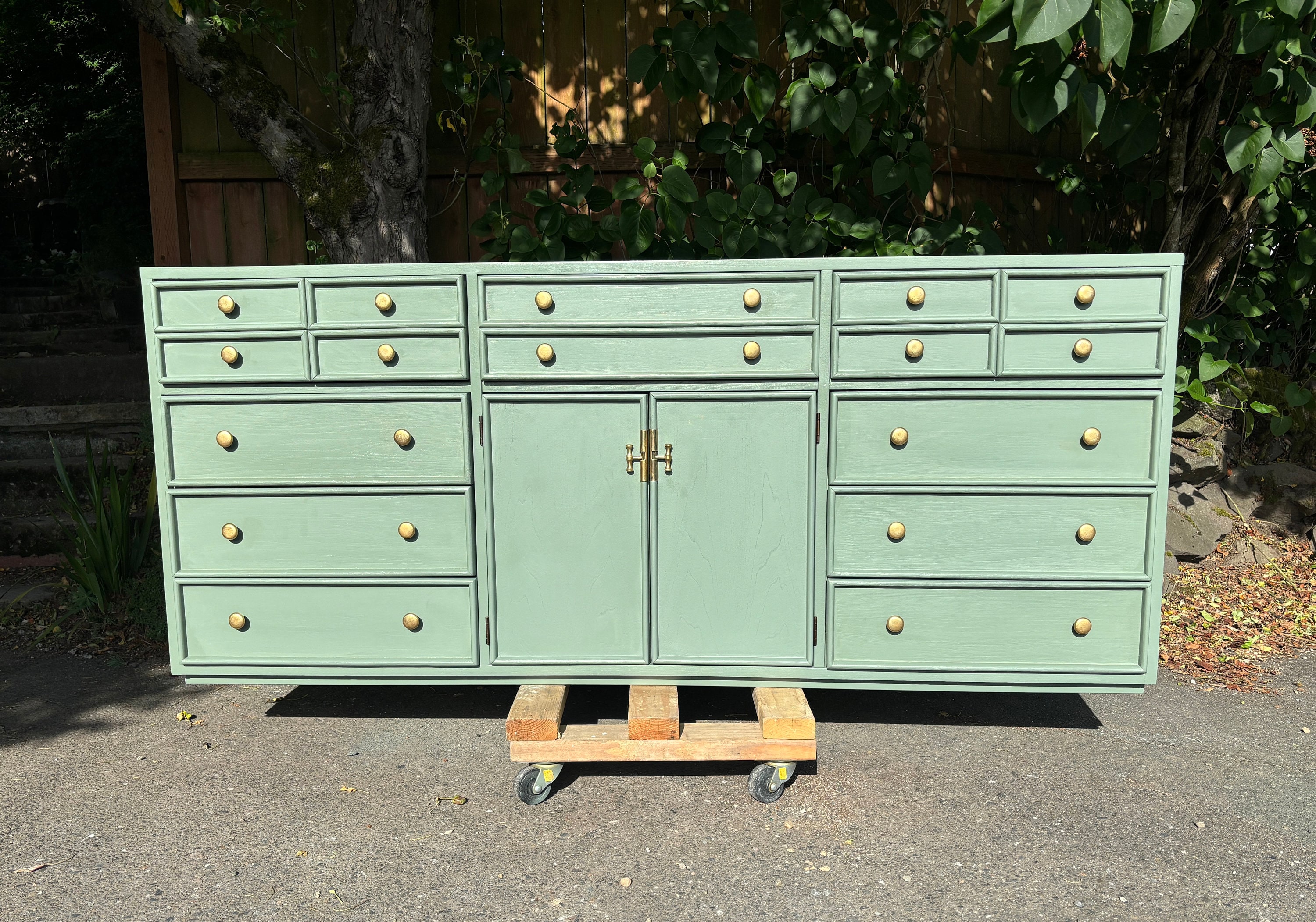 SOLD** Sage Green Solid Wood Vintage 12 Drawer Dresser by Stanley - Etsy
