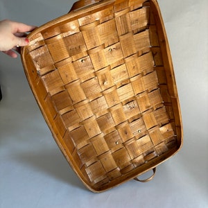 Antique Extra Large Woven Wood Splint Footed Gathering Basket With ...