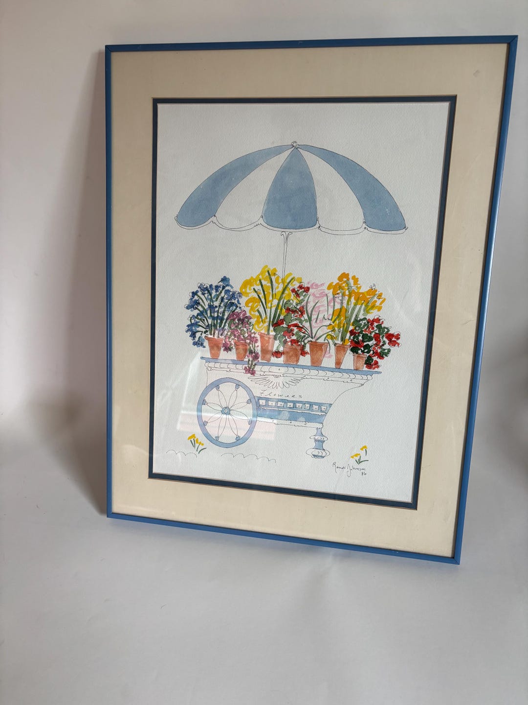 Vintage Randi Johnson Pen & Watercolor Painting | Spring Summer ...