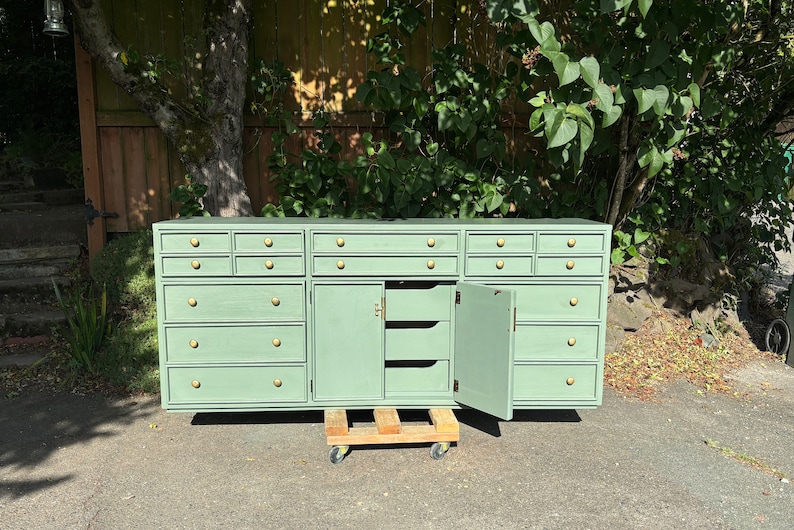 SOLD** Sage Green Solid Wood Vintage 12 Drawer Dresser by Stanley - Etsy