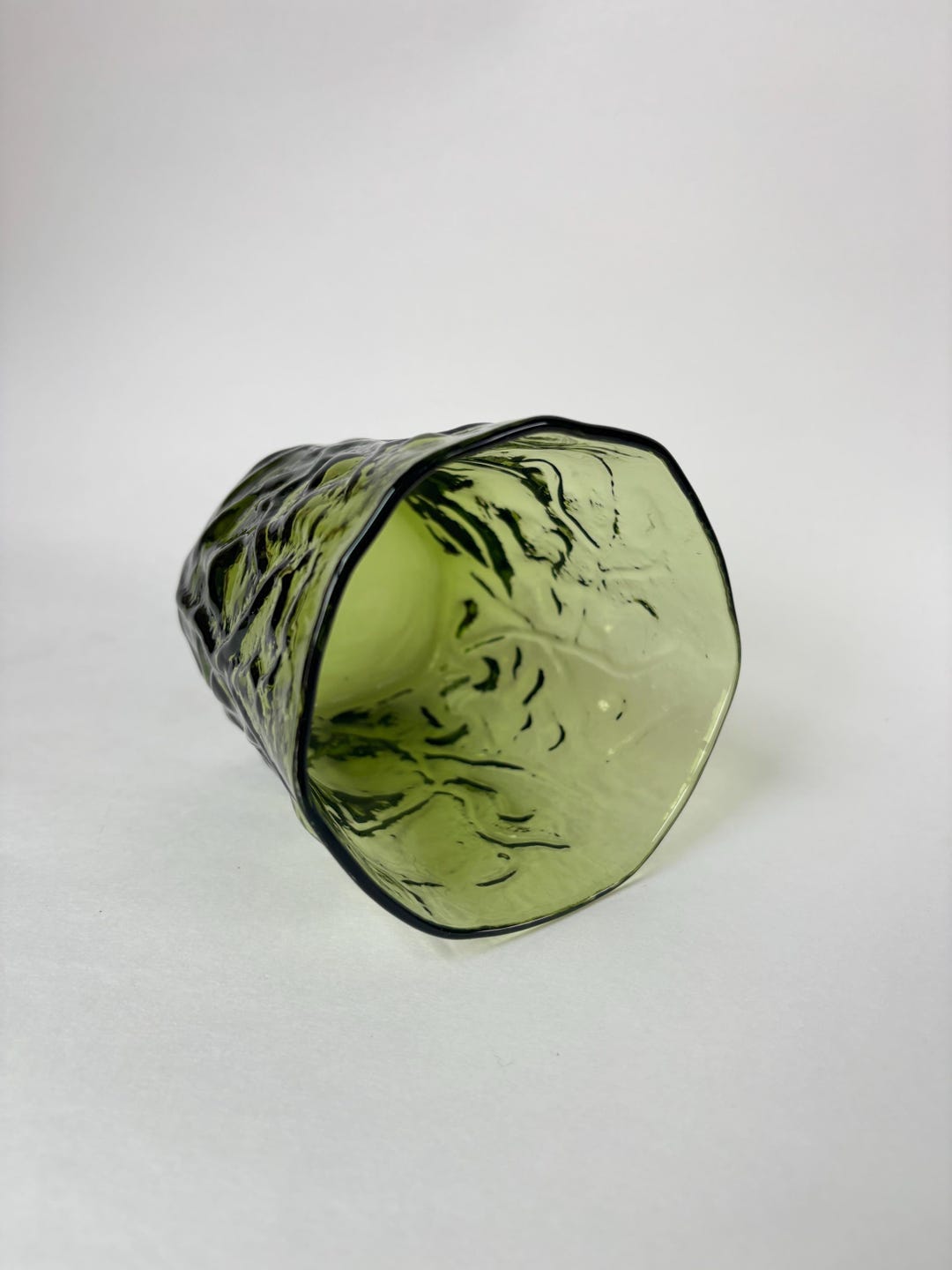Vintage Morgantown Crinkle Glass, Large Avocado Green Flat Tumbler - Etsy