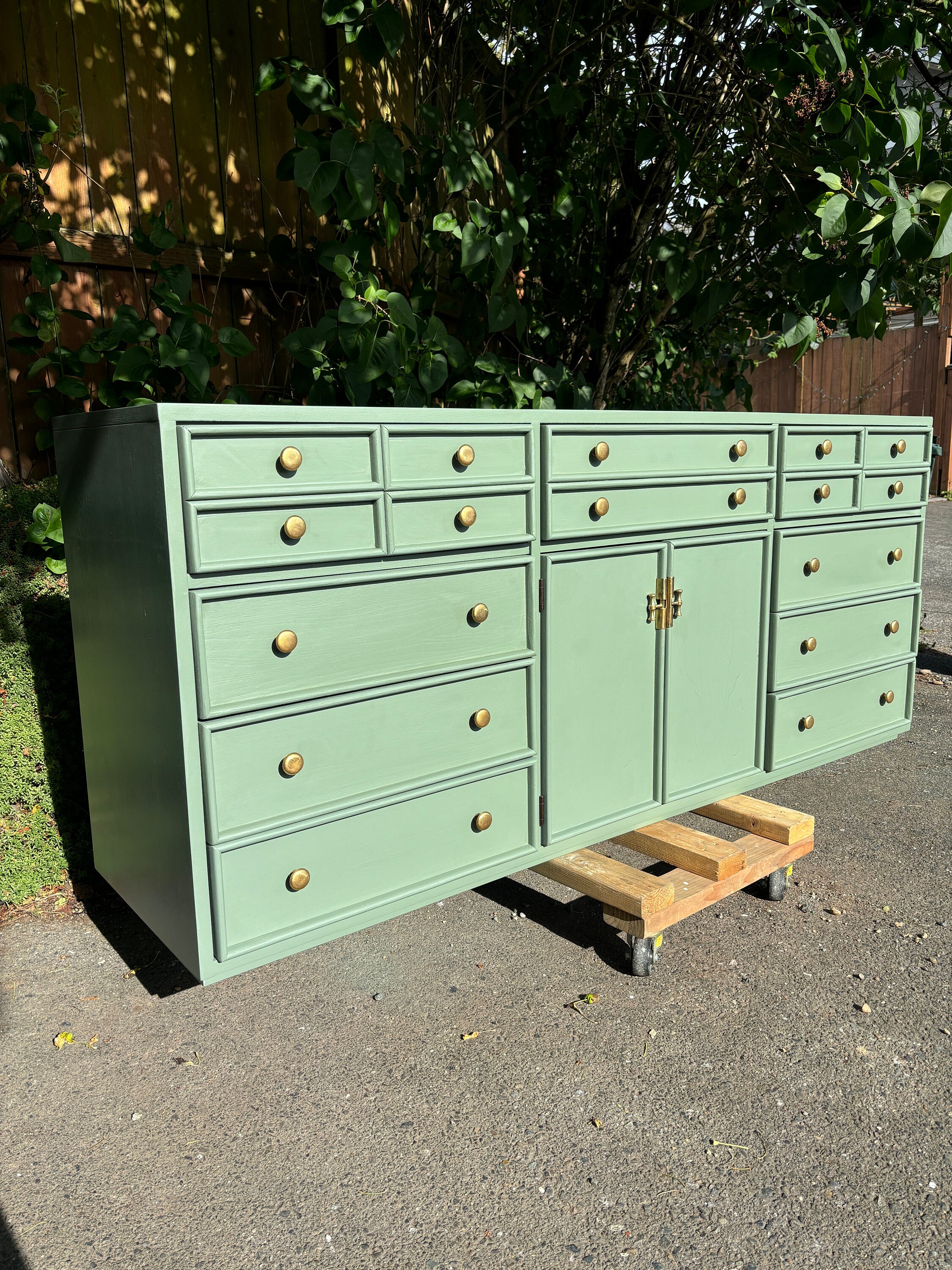 SOLD** Sage Green Solid Wood Vintage 12 Drawer Dresser by Stanley - Etsy