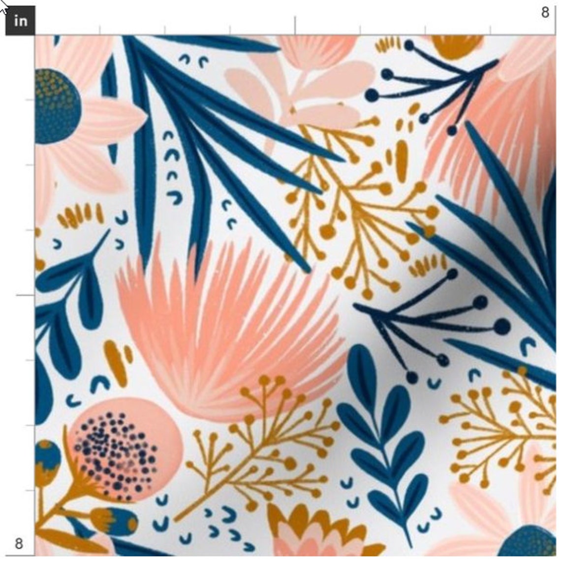 Chintz Floral Fabric by the Yard Flower Fabric Tropical | Etsy