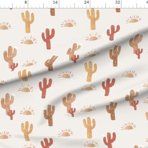 Earth Toned Cactus Fabric by the Yard | Cactus Fabric | Saguaro Cactus ...