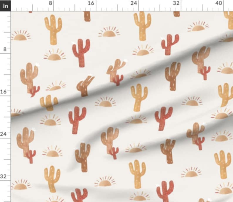 Earth Toned Cactus Fabric by the Yard | Cactus Fabric | Saguaro Cactus ...