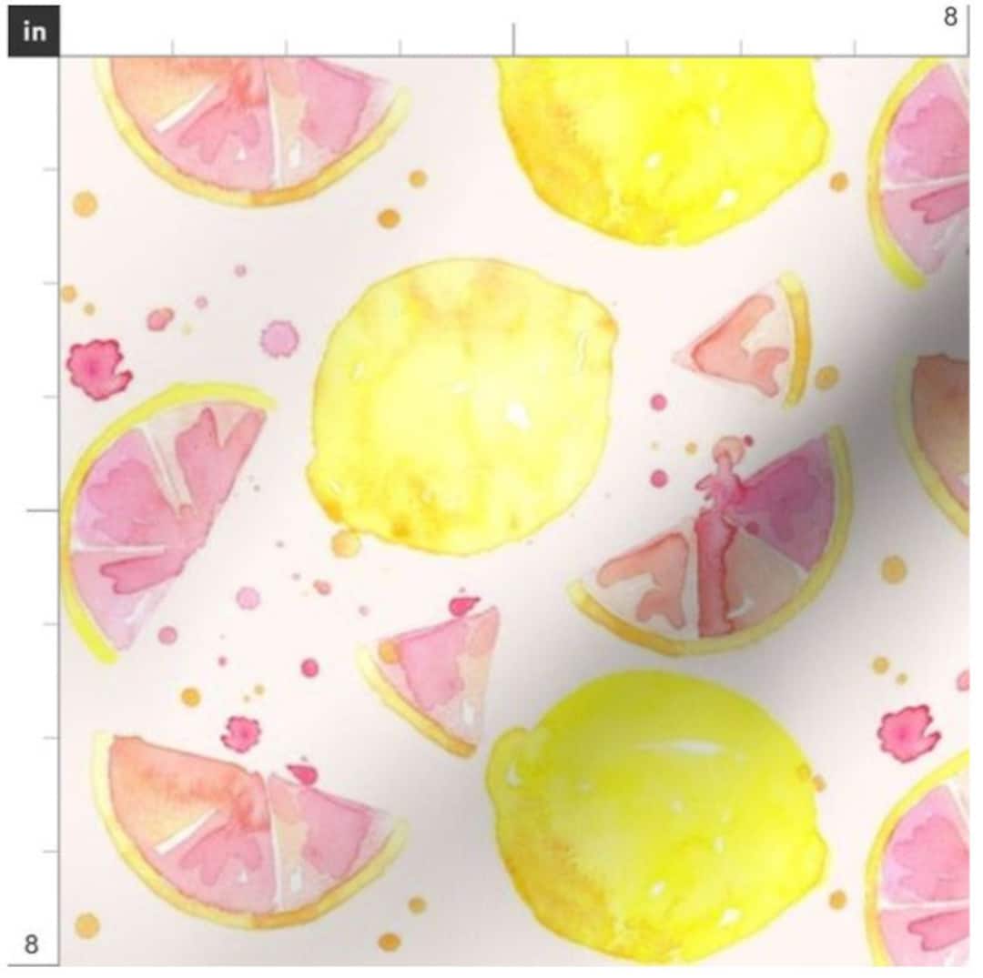 Pink Lemonade Fabric by the Yard | Floral Fabric | Lemon Fabric ...