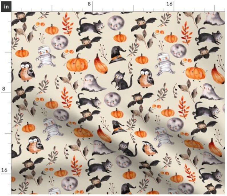 Cute Halloween Fabric by the Yard Watercolor Halloween - Etsy