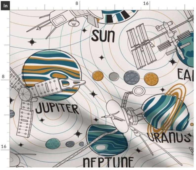 Space Exploration Fabric by the Yard | Outer Space | Space Ship ...