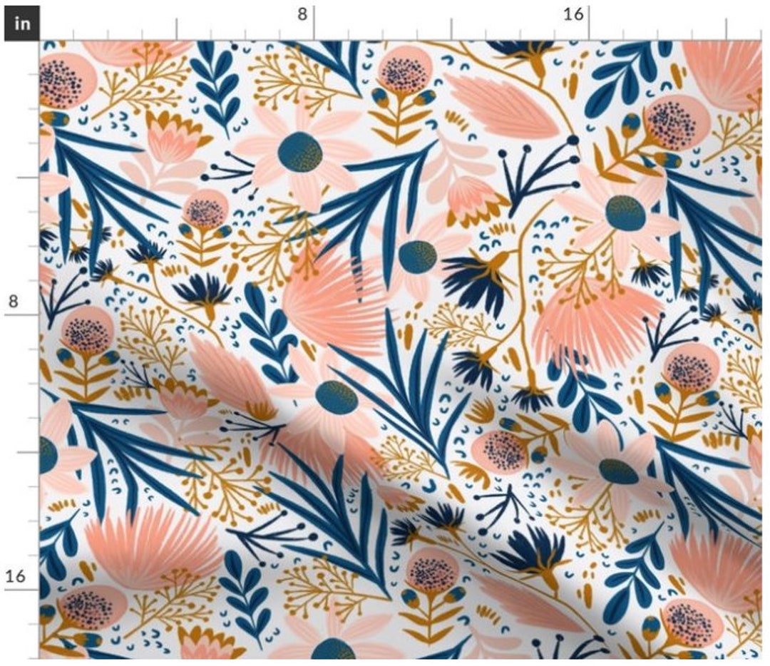 Chintz Floral Fabric by the Yard | Flower Fabric | Tropical Flowers ...