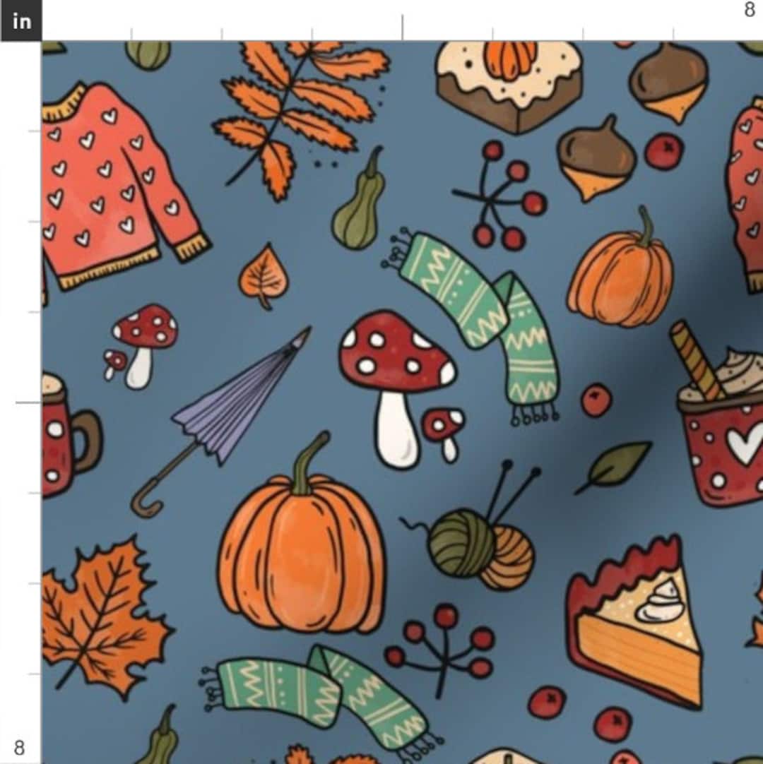 Cozy Autumn Fabric by the Yard | Fall Fabric | Seasonal | Pumpkins ...