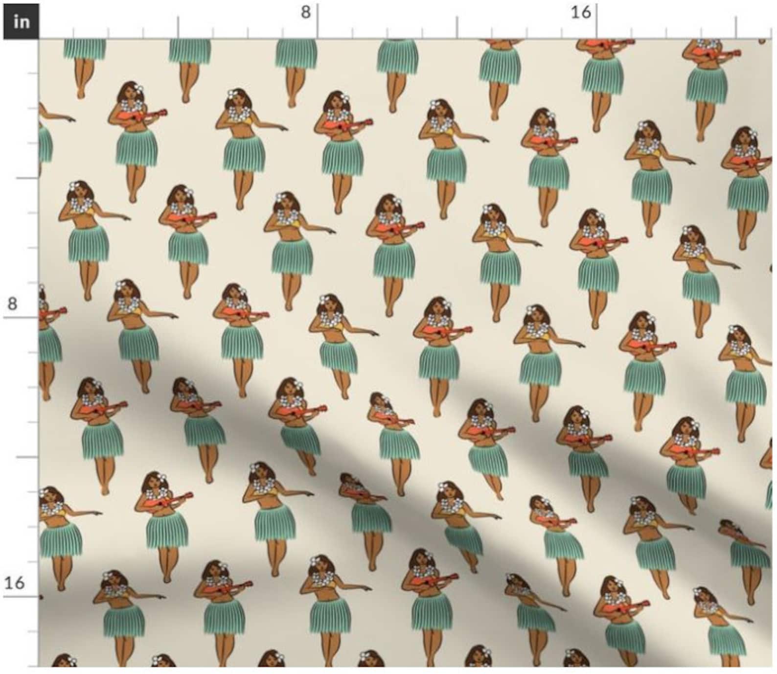 Retro Hula Girl Summer Fabric by the Yard Hawaii Grass - Etsy
