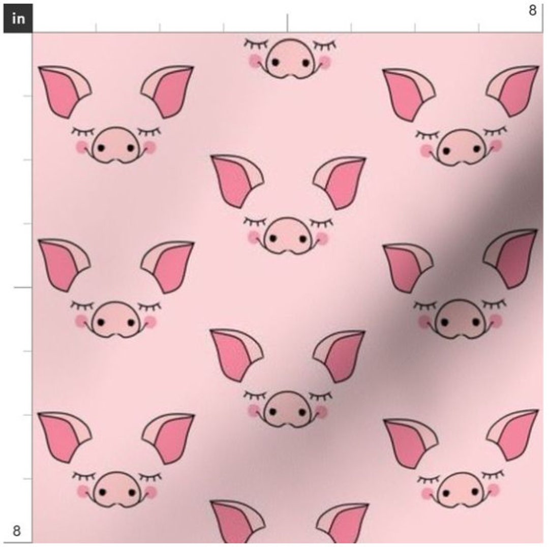 Pink Pig Faces Fabric by the Yard | Pig Fabric | Made to Order Fabric ...