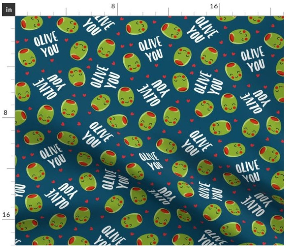 Olive You Valentine Fabric by the Yard | Olive Valentine | Red Hearts ...