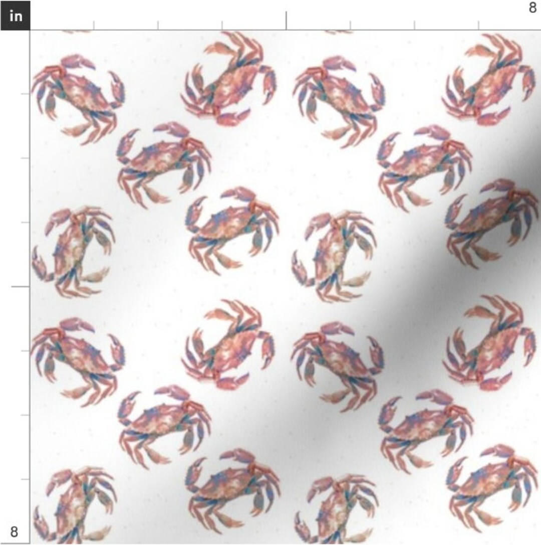 Watercolor Red Crabs Fabric by the Yard | Summer | Nautical | Beach ...