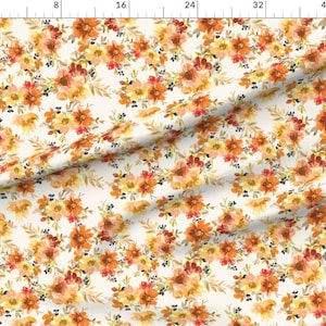 Autumn Florals Fabric by the Yard | Floral Fabric | Autumn Flowers ...
