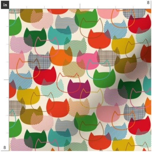 1950s Cats and Cocktails Fabric by the Yard Cat Fabric - Etsy