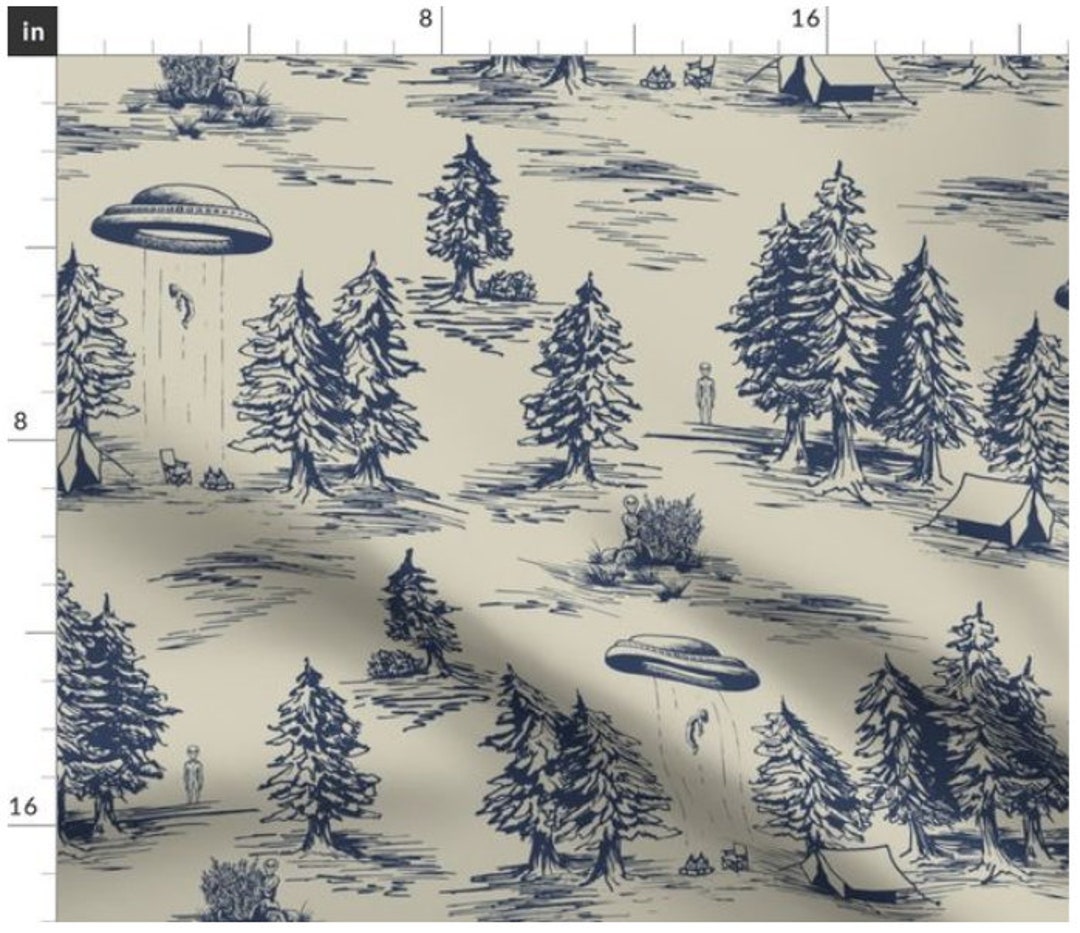 Alien Abduction Toile Fabric by the Yard | Outer Space | Space Ship ...