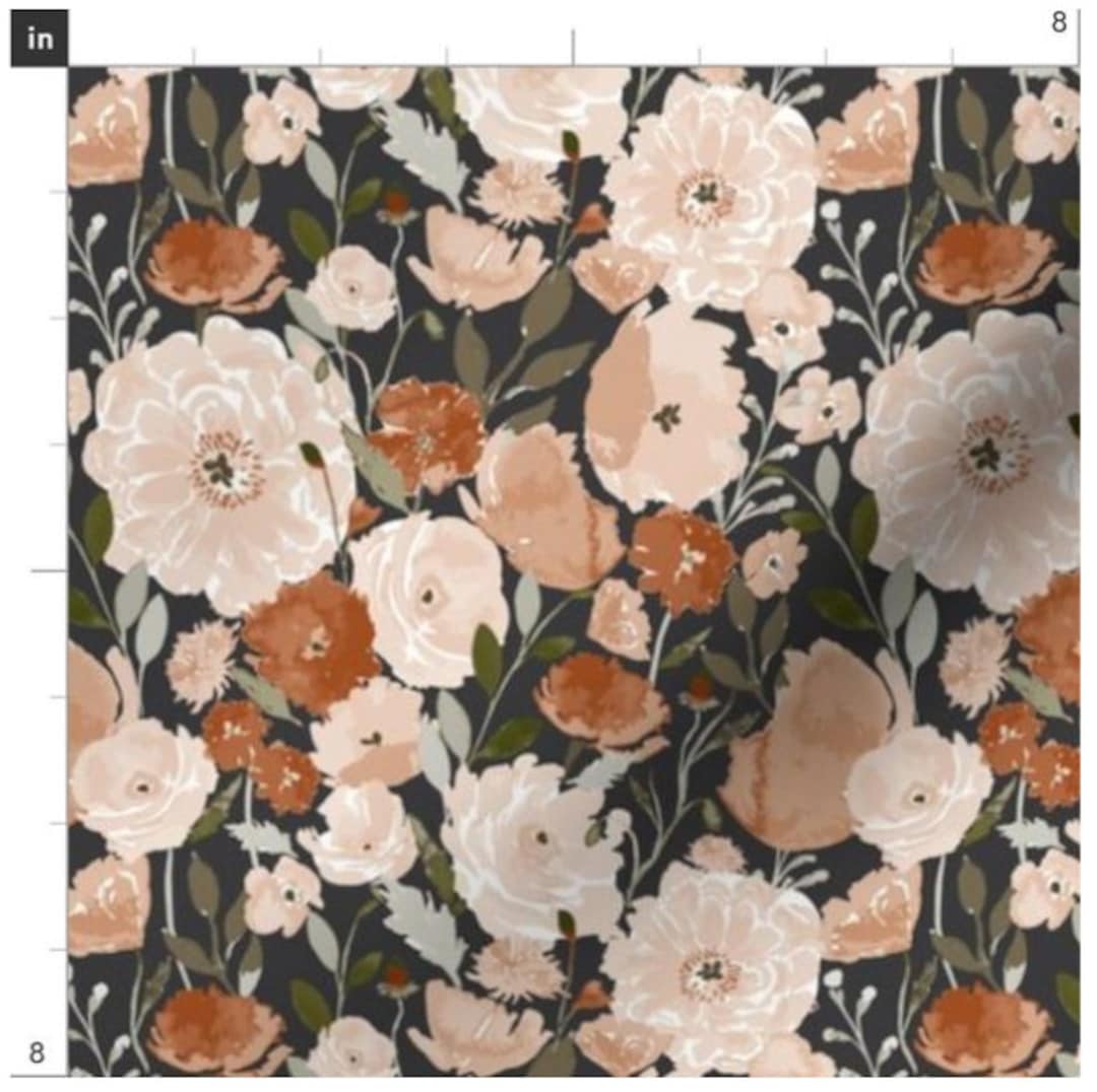 Poppy Copper Garden Floral Fabric by the Yard | Floral Fabric | Neutral ...