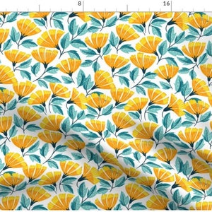 Spring Flowers Floral Fabric by the Yard | Yellow Floral Fabric ...